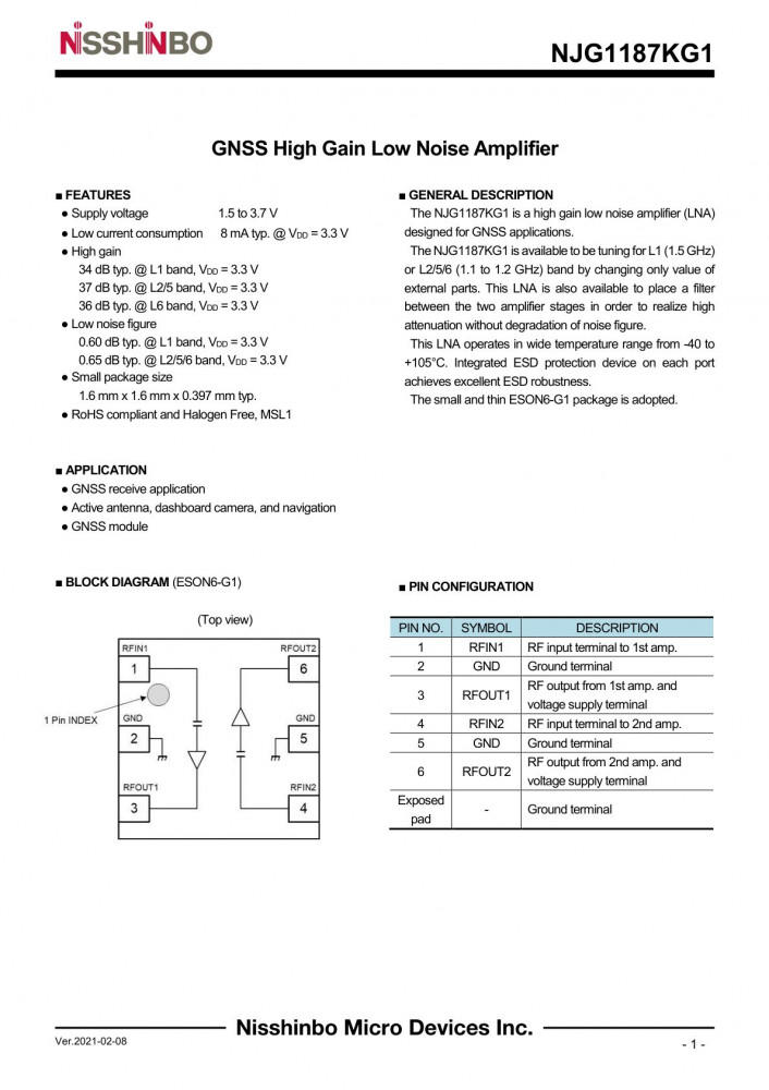 NJG1187KG1 datasheet page 1