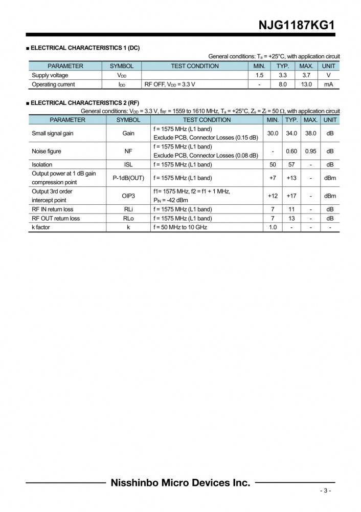 NJG1187KG1 datasheet page 3