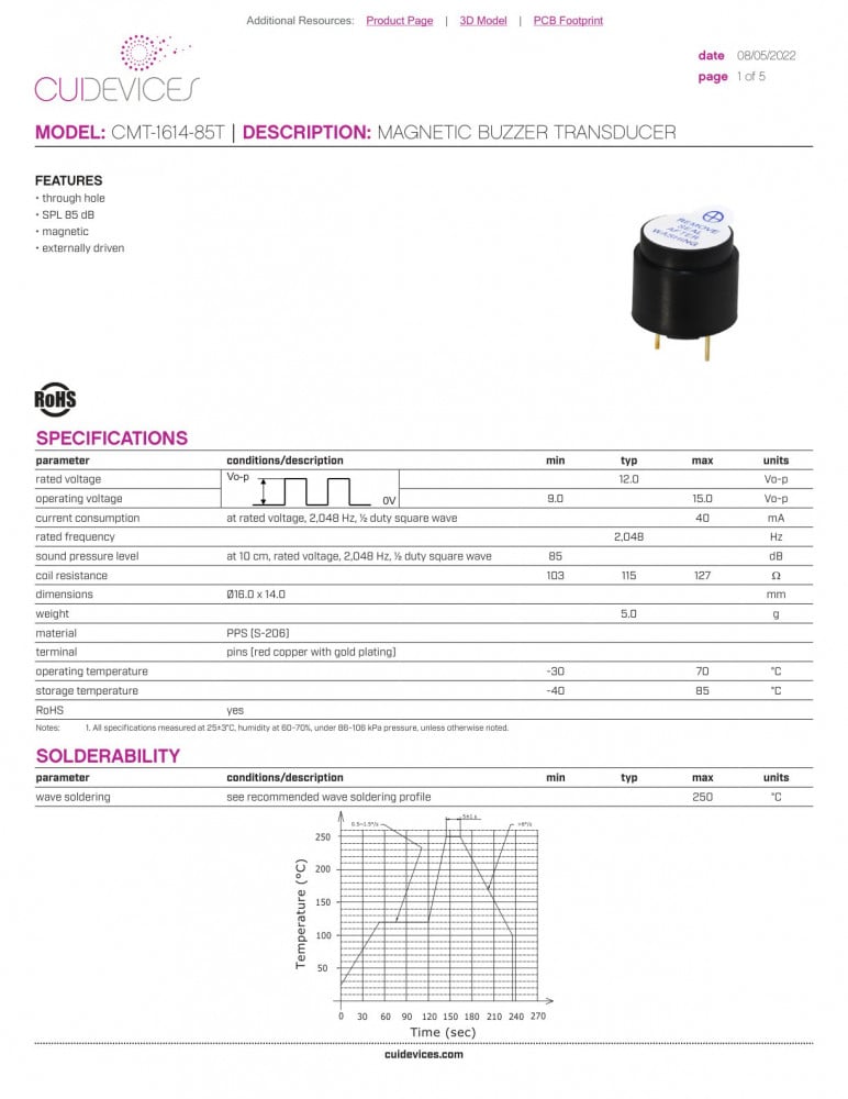 CMT-1614-85T datasheet page 1
