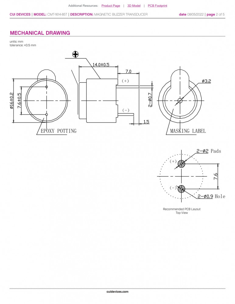 CMT-1614-85T datasheet page 2