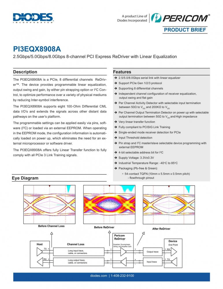 PI3EQX8908A technical document page