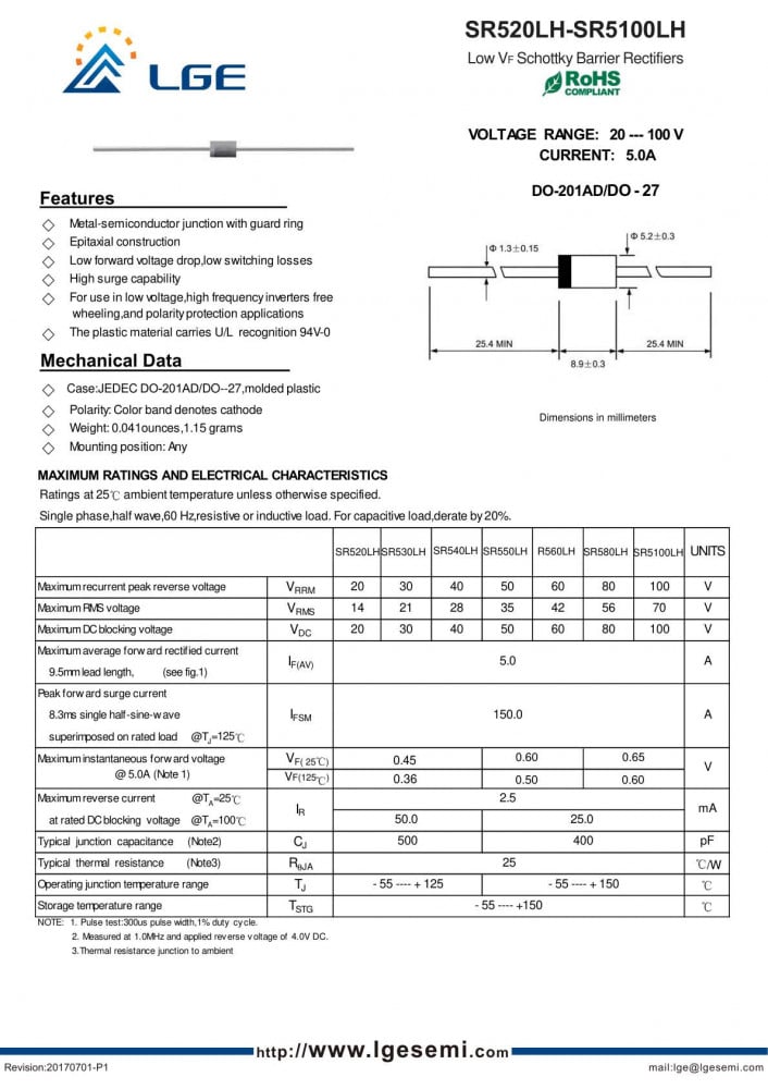 LGE SR5100LH datasheet page 1