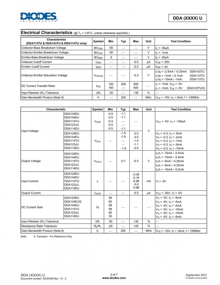 DDA124EU datasheet page 3