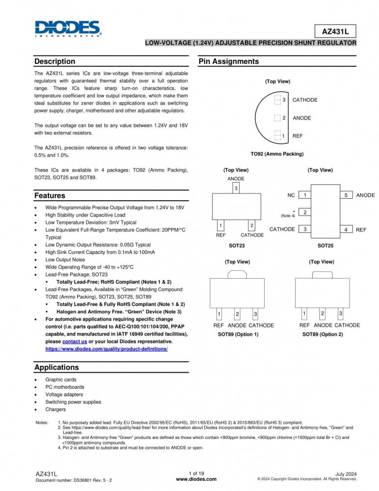 AZ431L datasheet page 1
