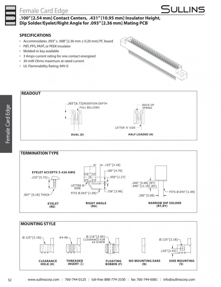 Sullins HCC series technical document page 1