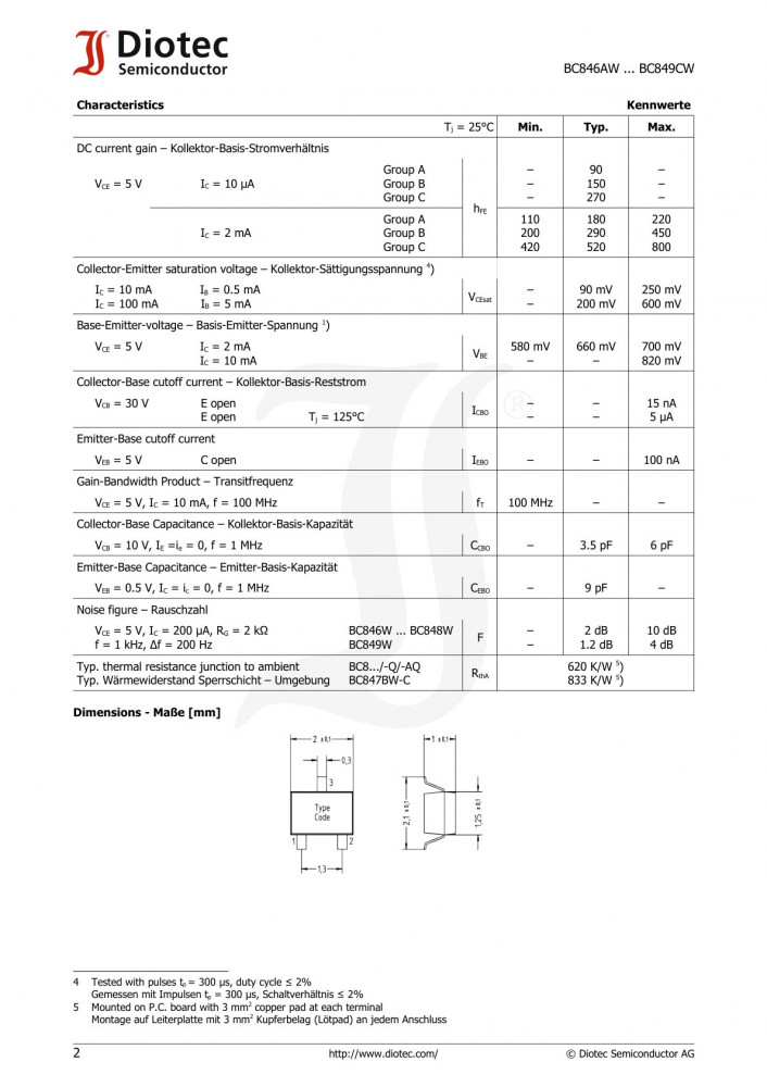 DIOTEC BC846BW datasheet page 2