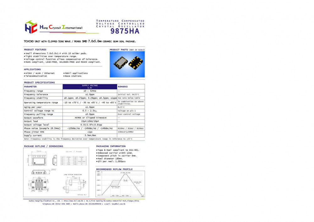HCI 9875HA-25.000N33FT1JL technical document preview