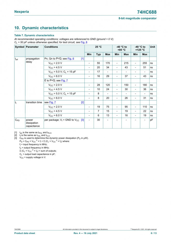 74HC688PW,118 technical document page 6