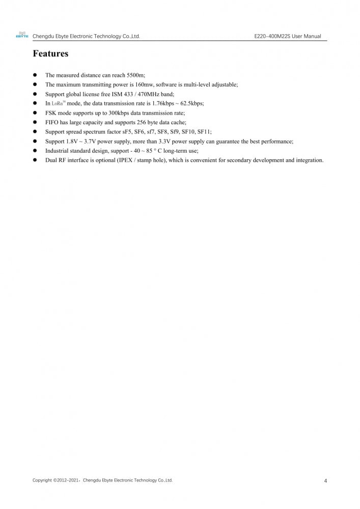 E220-400M22S datasheet page 4