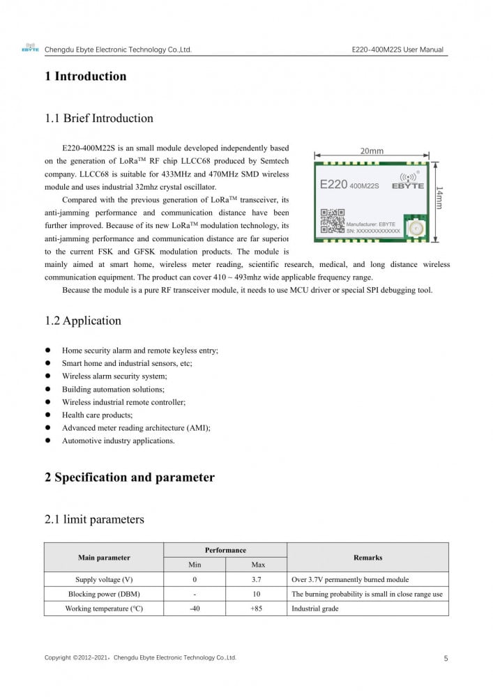E220-400M22S datasheet page 5
