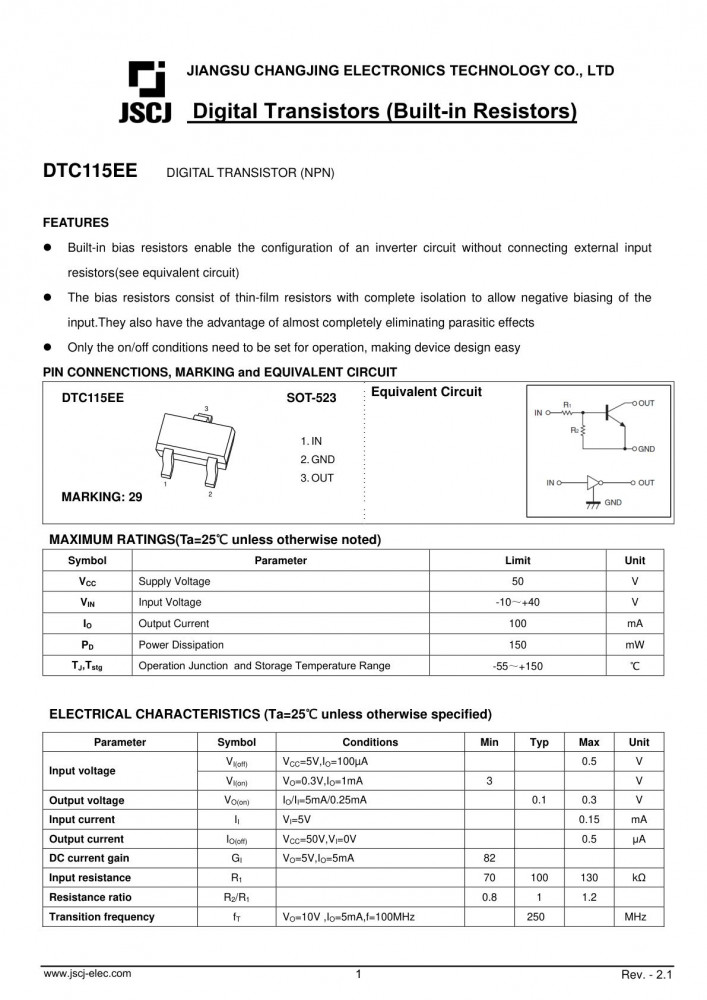 DTC115EE datasheet page 1