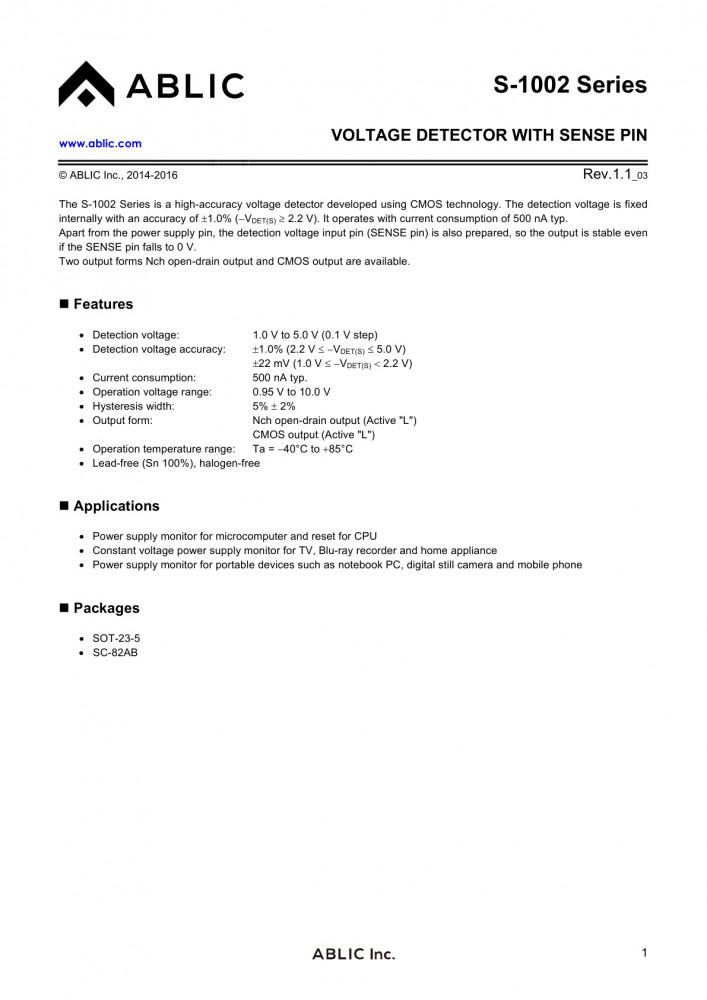 S-1002 datasheet page 1
