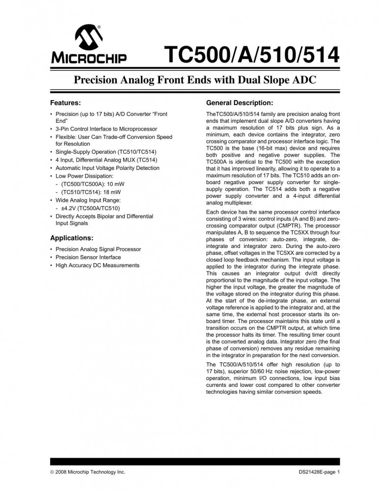 TC500 technical document page 1