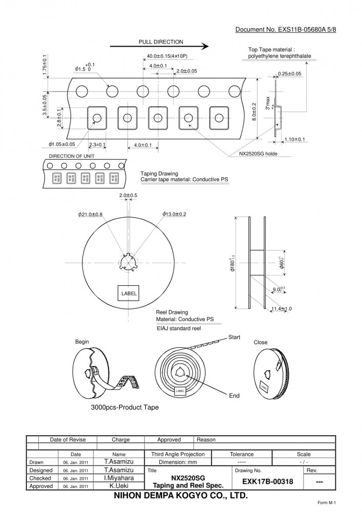 NX2520SG taping and reel drawing