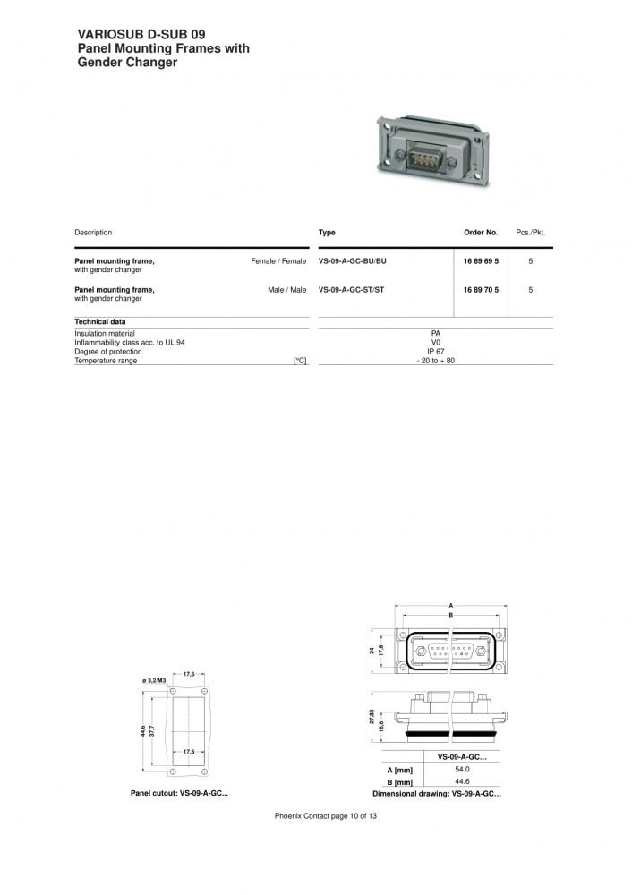 Phoenix Contact VS-09 technical document page 10