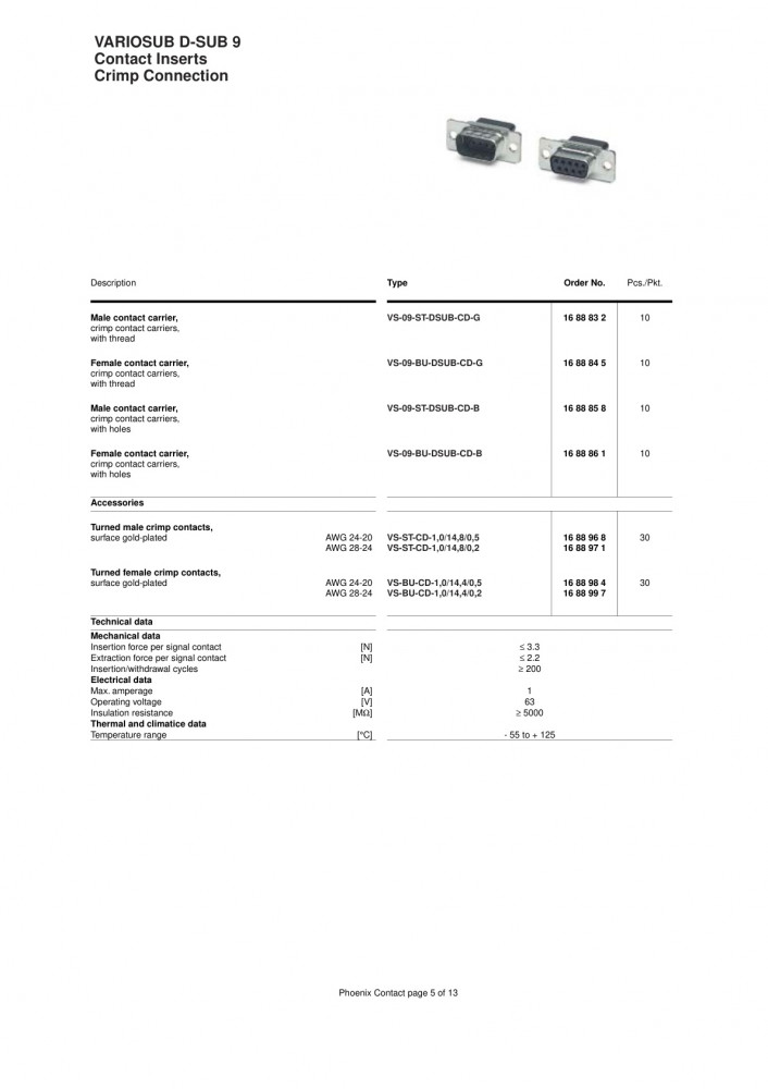 Phoenix Contact VS-09 technical document page 5