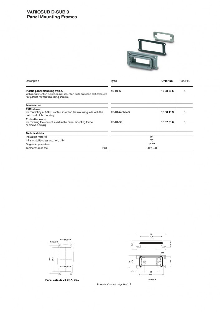 Phoenix Contact VS-09 technical document page 9