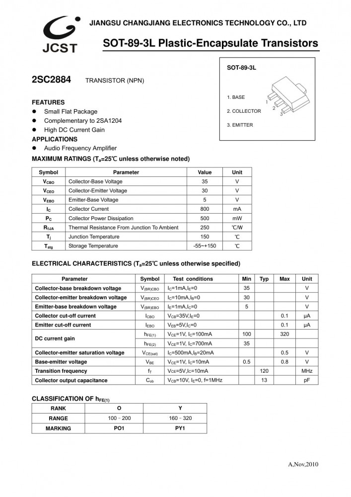 2SC2884 datasheet page preview