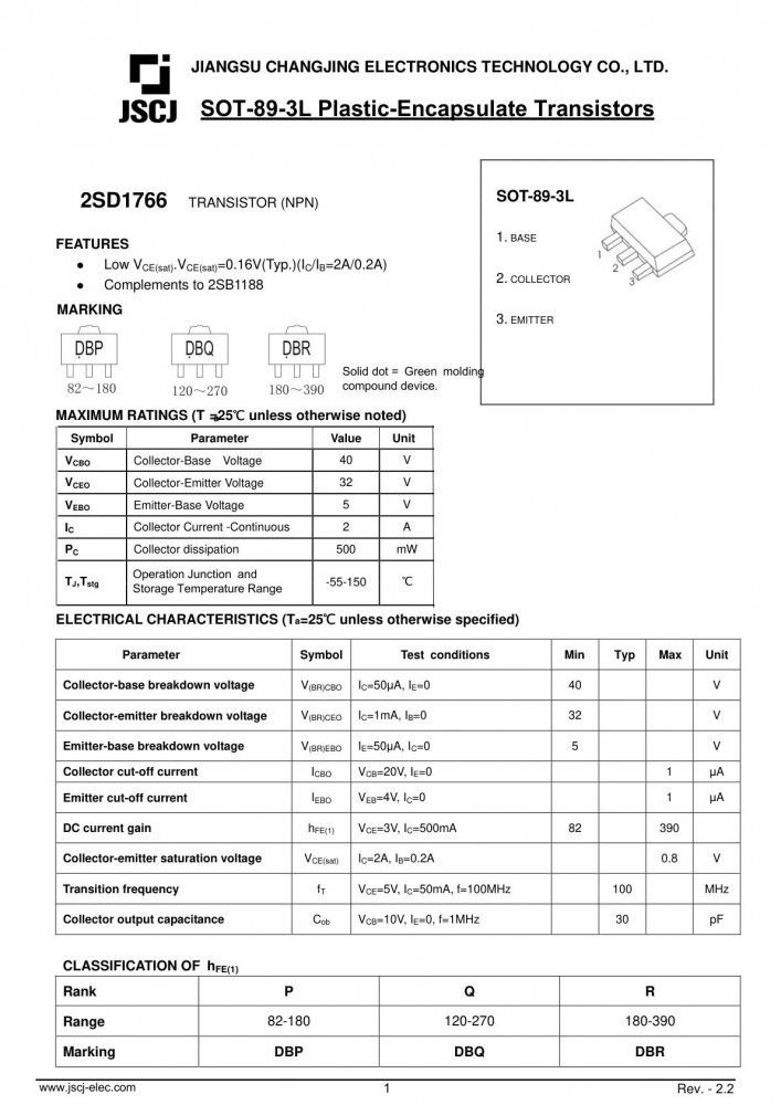 2SD1766 datasheet page 1