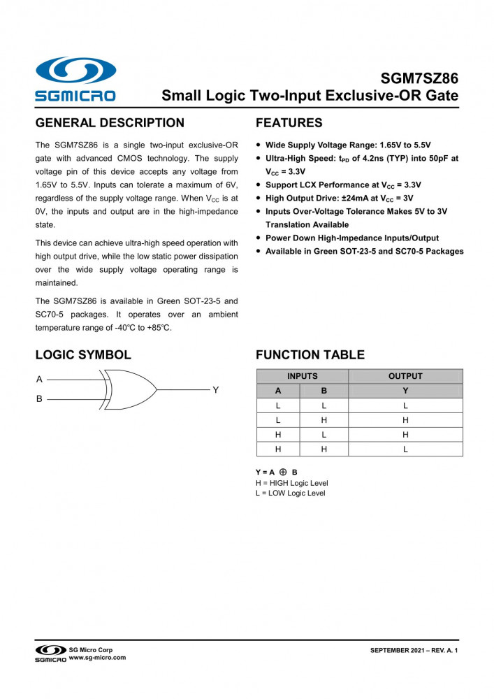 SGM7SZ86 datasheet page 1