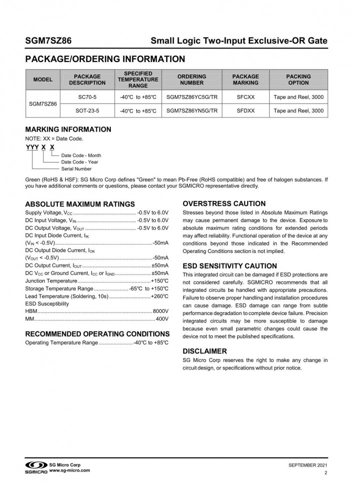 SGM7SZ86 datasheet page 2