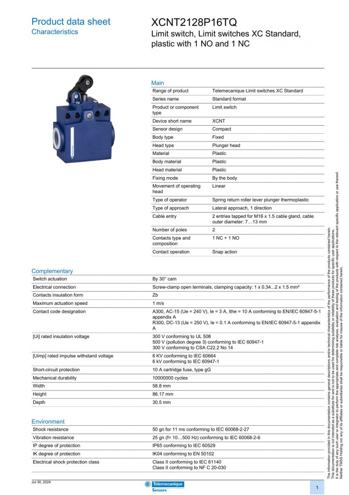 XCNT2128P16TQ technical document page 1