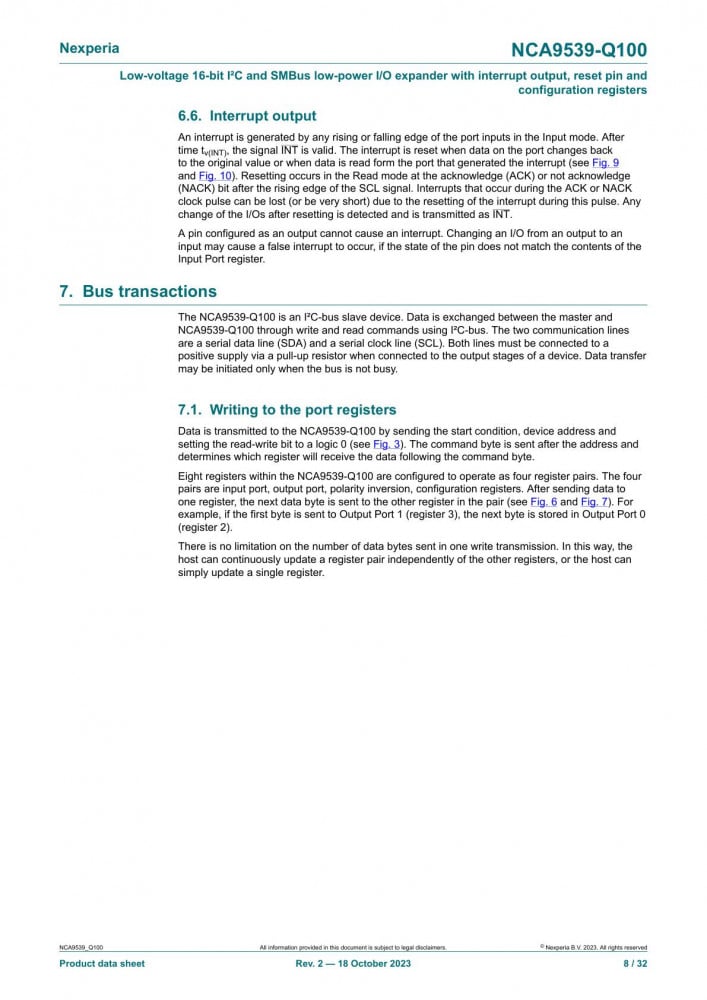 NCA9539-Q100 datasheet page 8