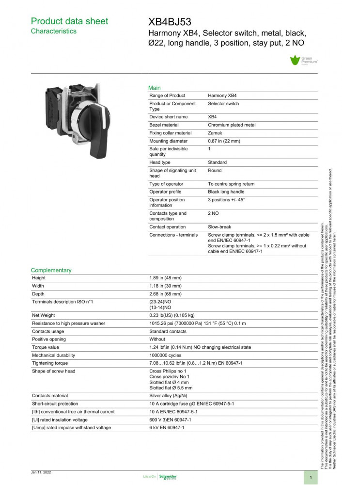 XB4BJ53 technical document page 1