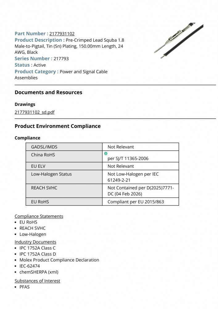 MOLEX 2177931102 drawing page 1