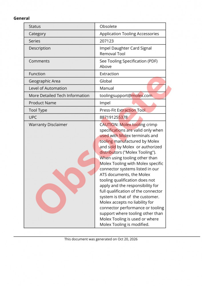 Tooling document page 2 for MOLEX 621009740