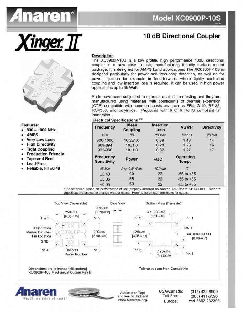 XC0900P-10S datasheet page 1