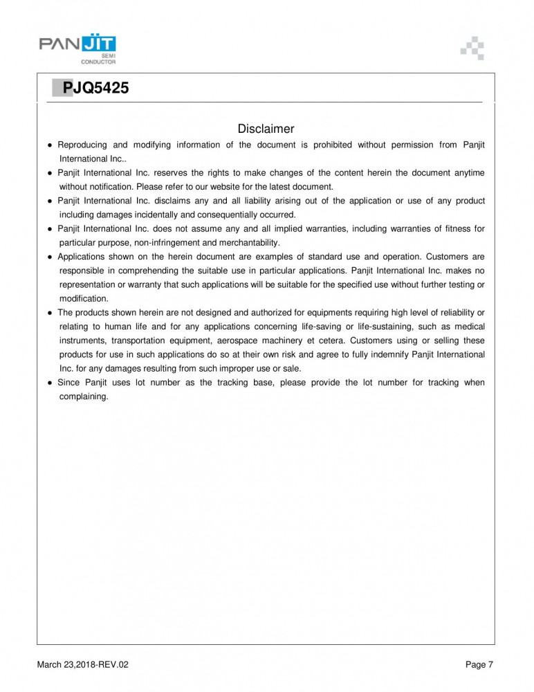 PJQ5425 datasheet page 7