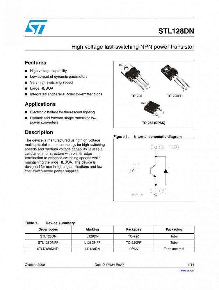 STLD128DNT4 datasheet page 1