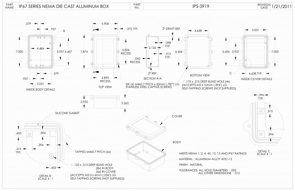 IPS-3919 enclosure technical drawing preview