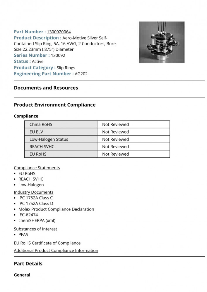MOLEX 1300920064 product document page 1