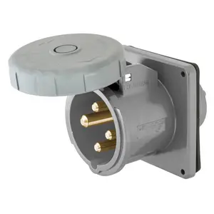 Heavy Duty Products, IEC Pin and Sleeve Devices, Marine Grade, Female, Receptacle, 100A 125/250V, 3-Pole 4-Wire Grounding, Terminal Screws, Yellow