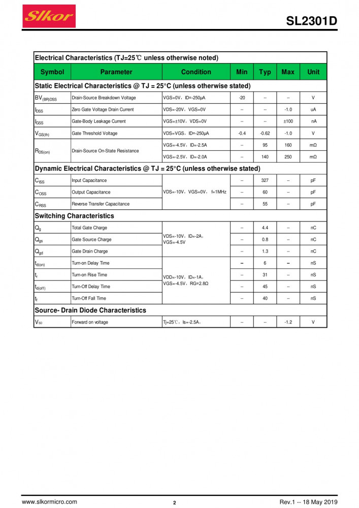 SL2301D datasheet page 2