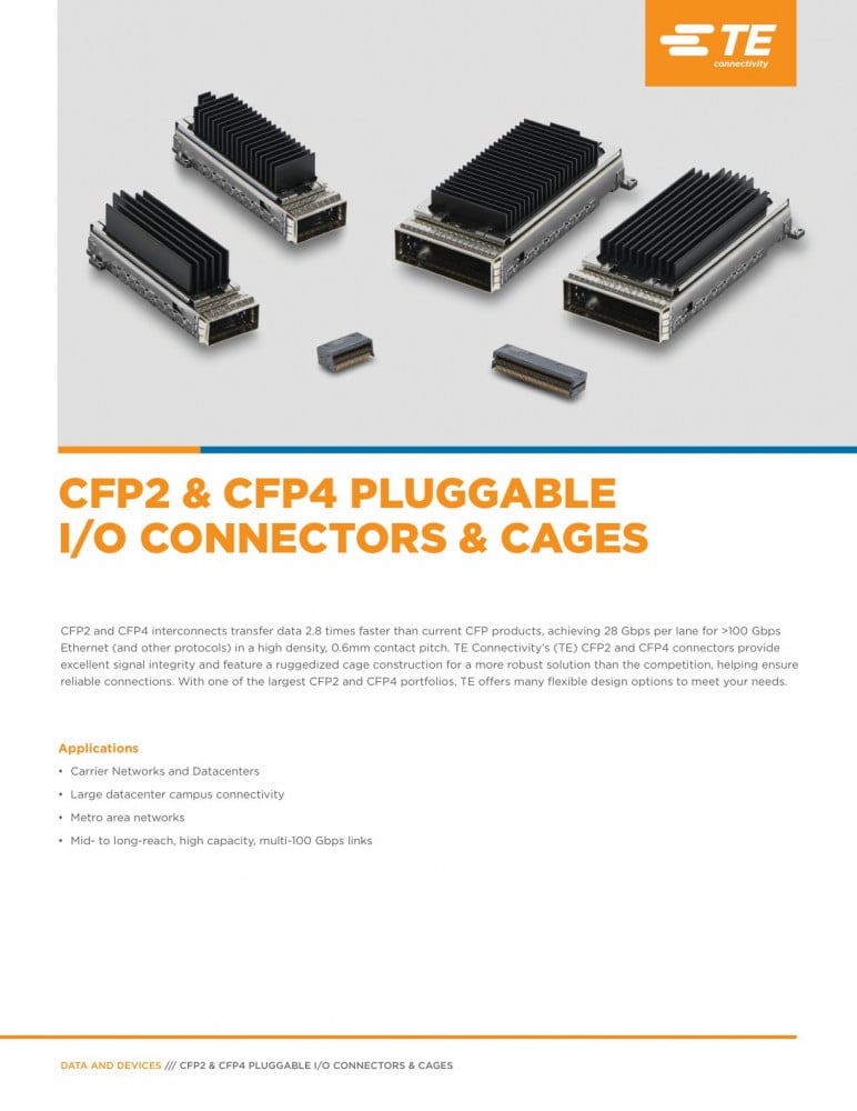 TE Connectivity CFP2 and CFP4 connector documentation page 1