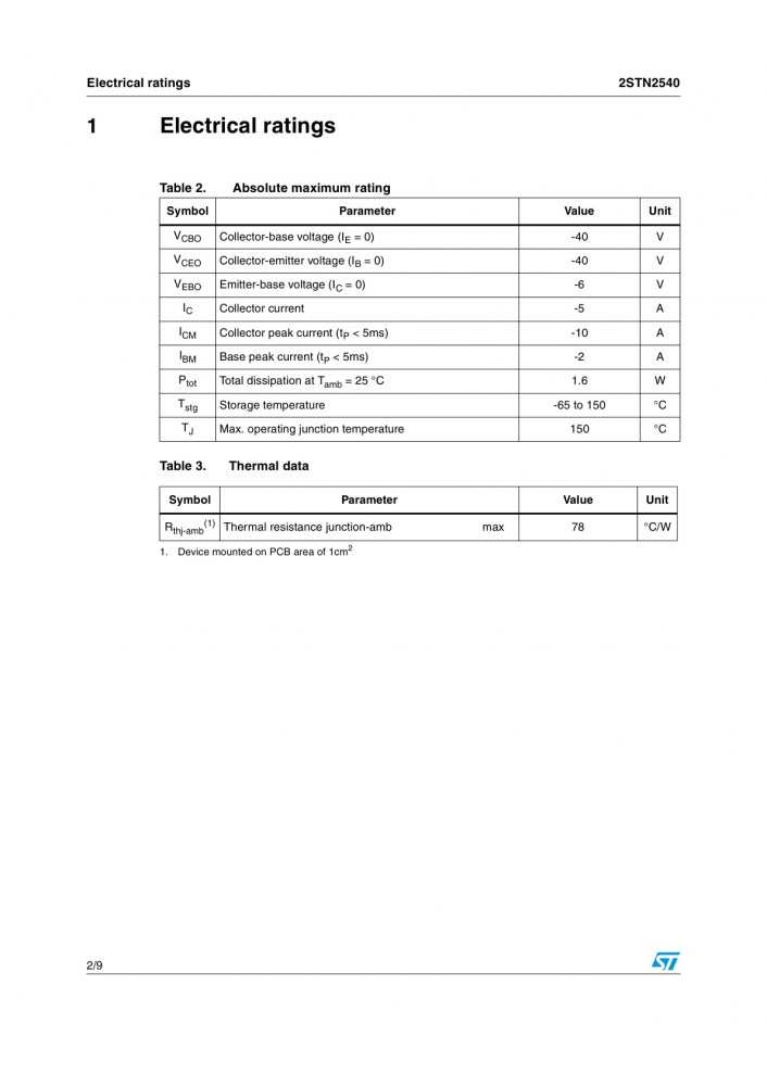 2STN2540 datasheet page 2