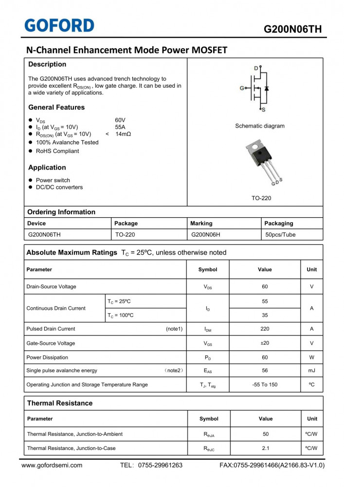 G200N06TH datasheet page 1
