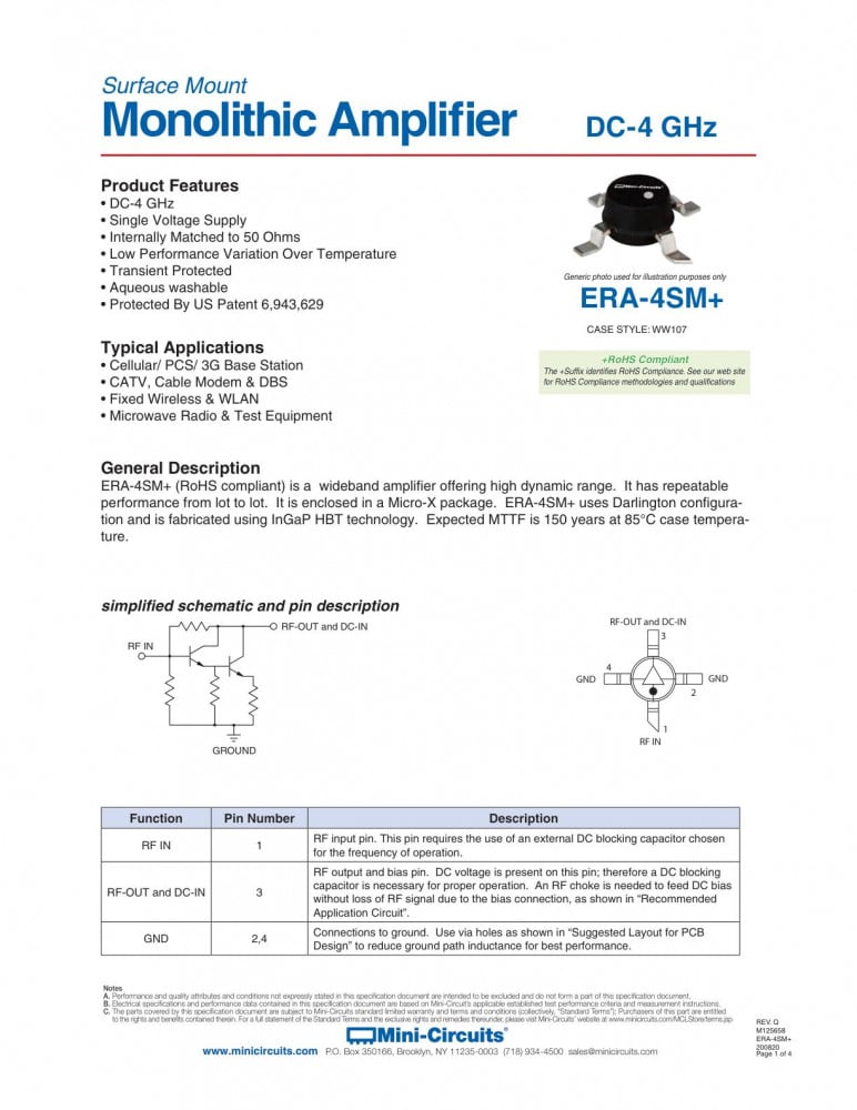ERA-4SM+ datasheet page 1