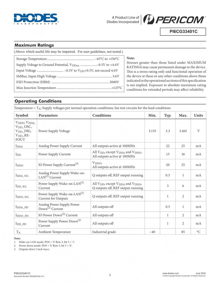 PI6CG33401C datasheet page 5