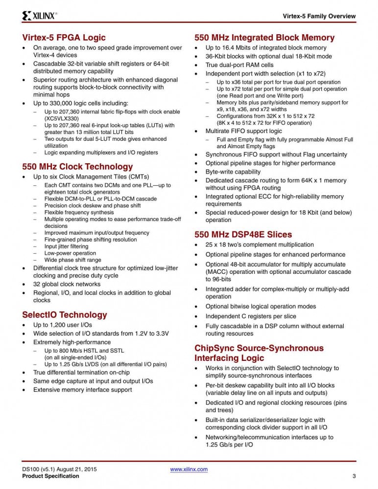 Virtex-5 datasheet page 3