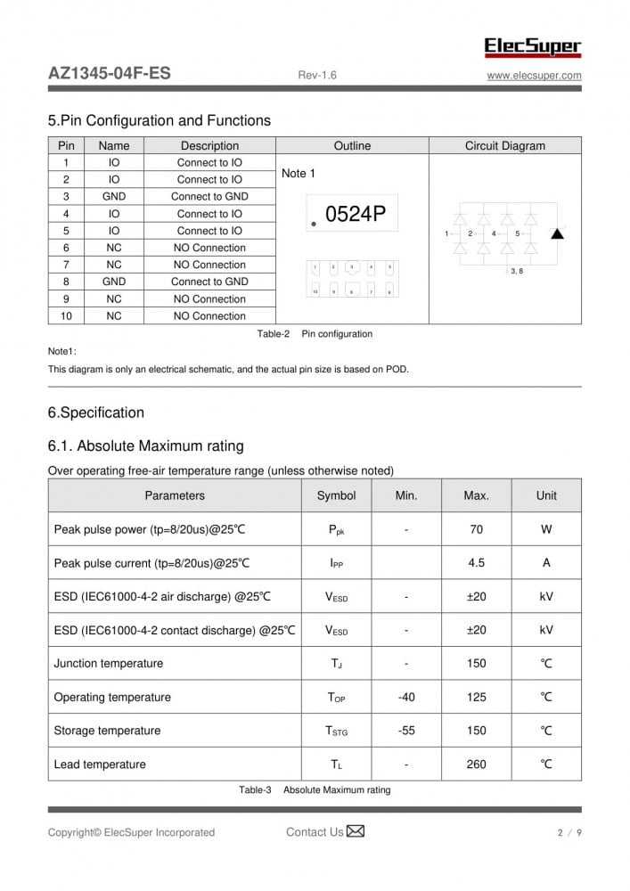 AZ1345-04F-ES datasheet page 2