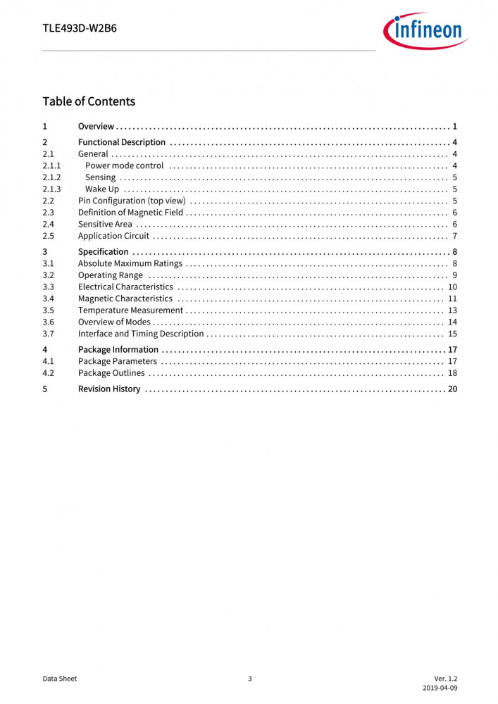 TLE493D-W2B6 datasheet page 3