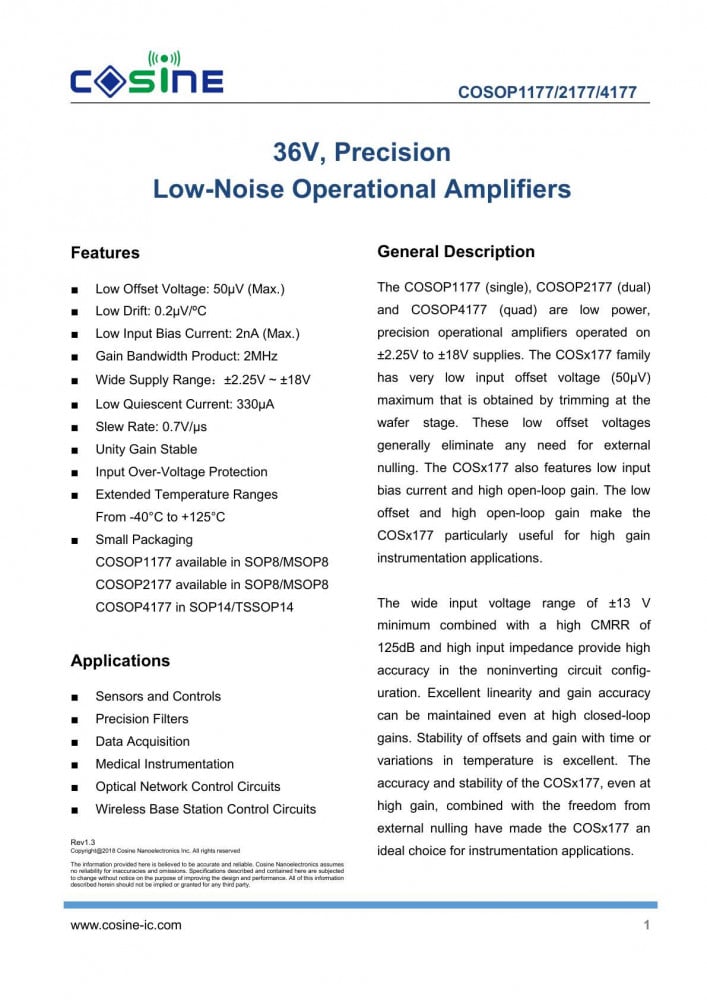 COSOP1177SR datasheet page 1