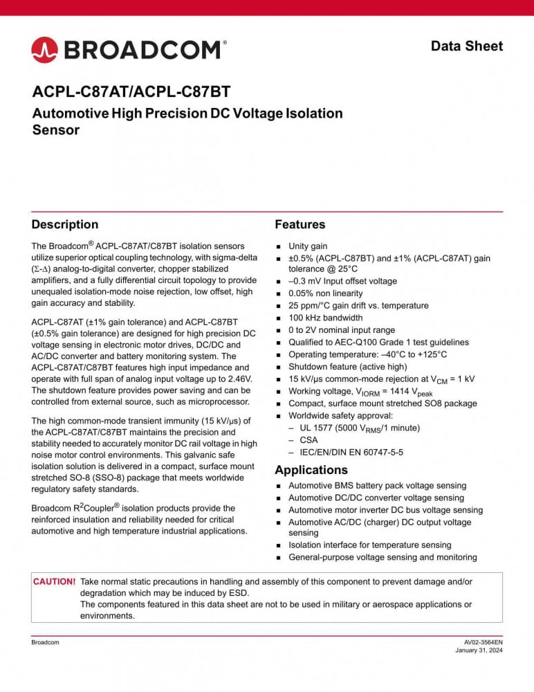 ACPL-C87AT datasheet page 1