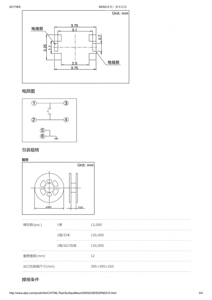 SKSGPAE010 circuit and land pattern