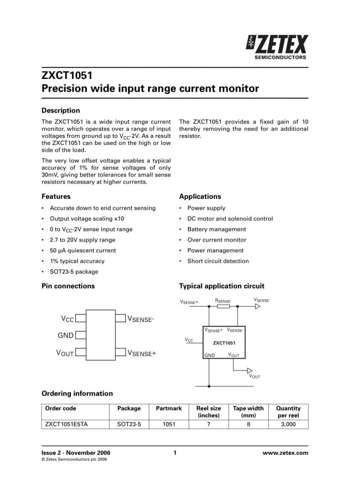 ZXCT1051 datasheet page 1