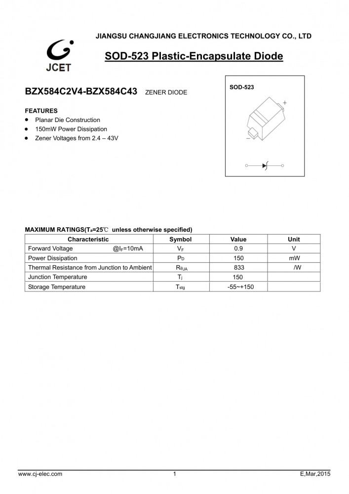 BZX584C5V6 datasheet page 1